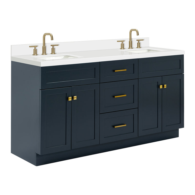 Winston Porter Partham 67 Double Bathroom Vanity With White Quartz